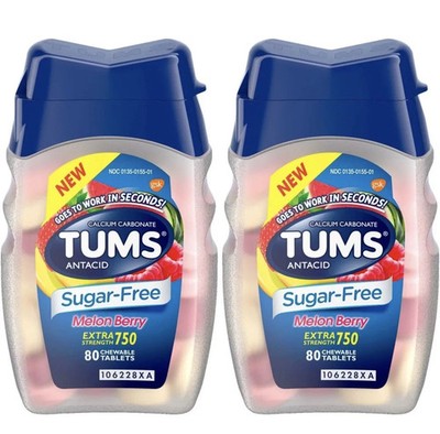 2 x Tums Antacid Sugar Free MELON BERRY Ex-Strength Sugar Free, 80 ...