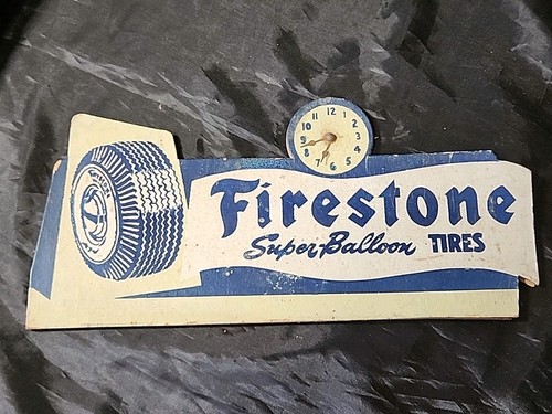 Scarce Vintage Firestone Super-Balloon Tires Advertising Sign/"Clock ...