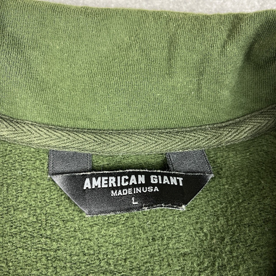 American Giant Jacket Mens Large Moto Racer Sweatshirt Full Zip Green ...