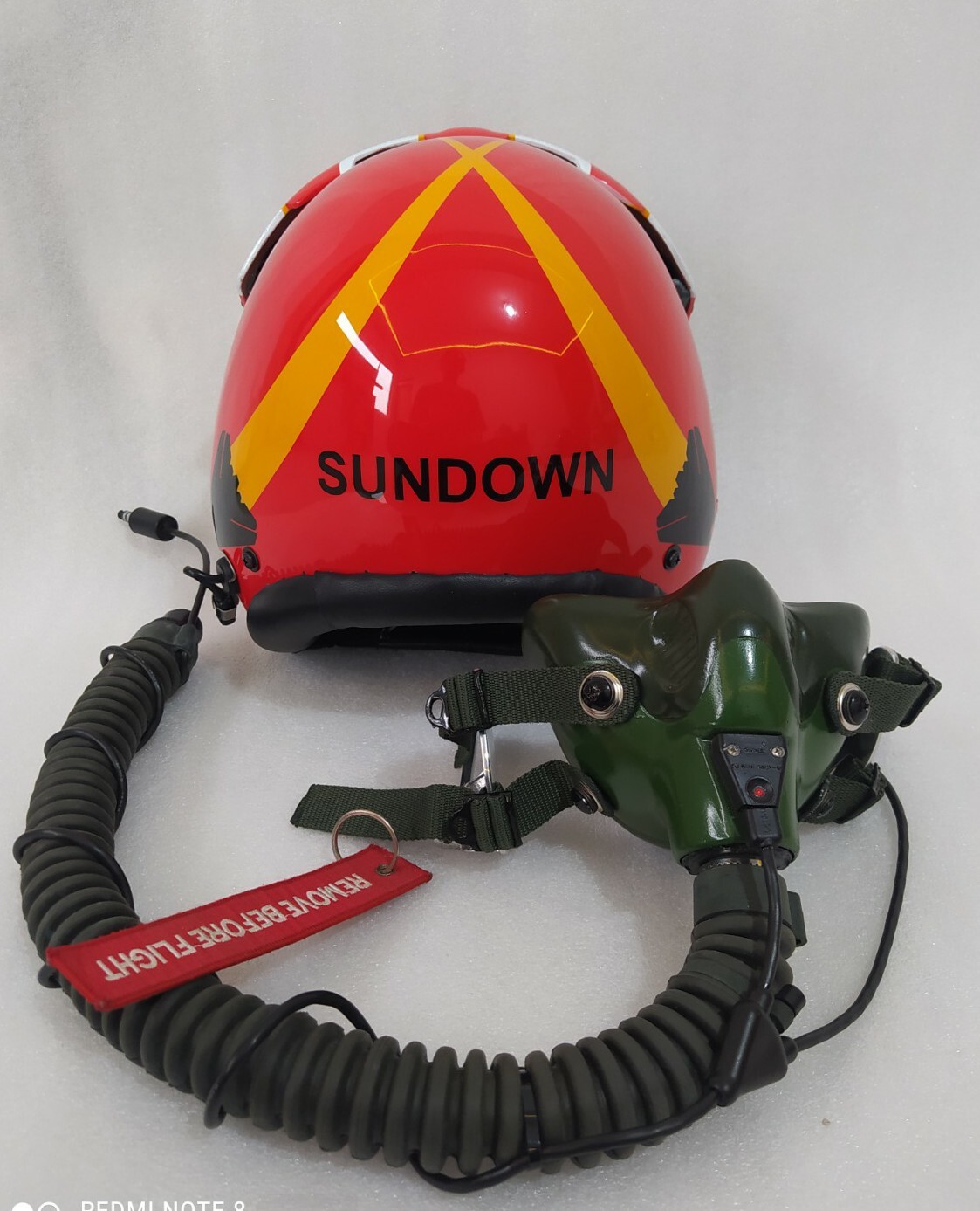 TOP GUN MAVERICK "SUNDOWNER"NAVAL AVIATOR PILOT HELMET Leather Edgeroll ...