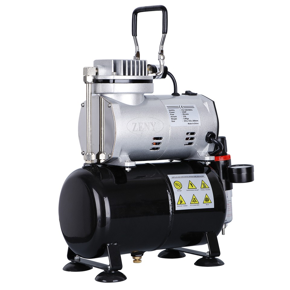 Air Brush Compressor Kit With 3L Tank Paint Hobby Cake Tattoo 1/5 HP ...