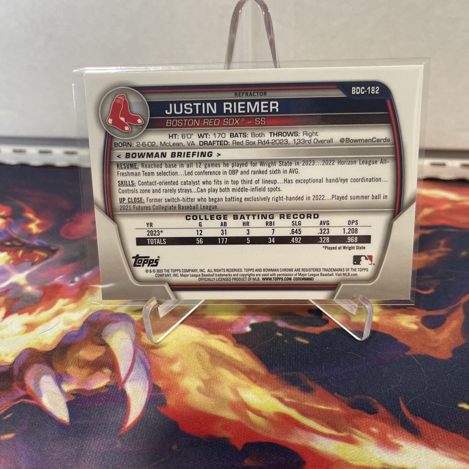2023 Bowman Draft Baseball #BDC-182 JUSTIN RIEMER Chrome Refractor 1st ...