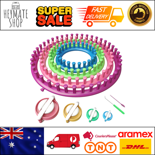 Round Knitting Looms Set Craft Kit Tool with Hook Needle and 4 Pompom ...
