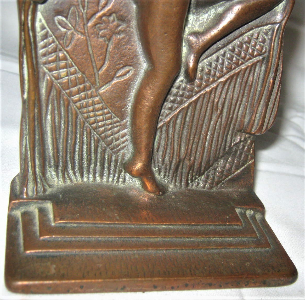 ANTIQUE CAST IRON NUDE DANCING SCARF LADY WOMAN ART DECO STATUE VERONA ...