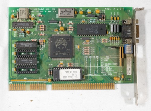 Vintage United Solutions IMAGE 1024 vga card 16 bit ISA tested working ...
