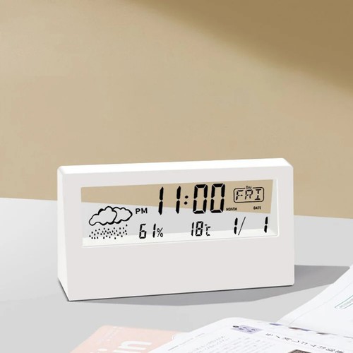 Thermo-Hygrometer Clock Creative Weather Display Electronic Alarm CLock ...