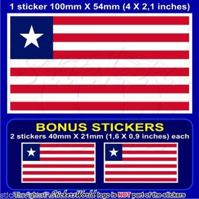 LIBERIA Drapeau Ouest Afrique Libéria Autocollant Stickers 100mm x1 + 2 ...