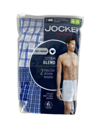 NEW Jockey Classics Cotton Blend 2 Full Cut Woven Boxers Big Man Mens ...
