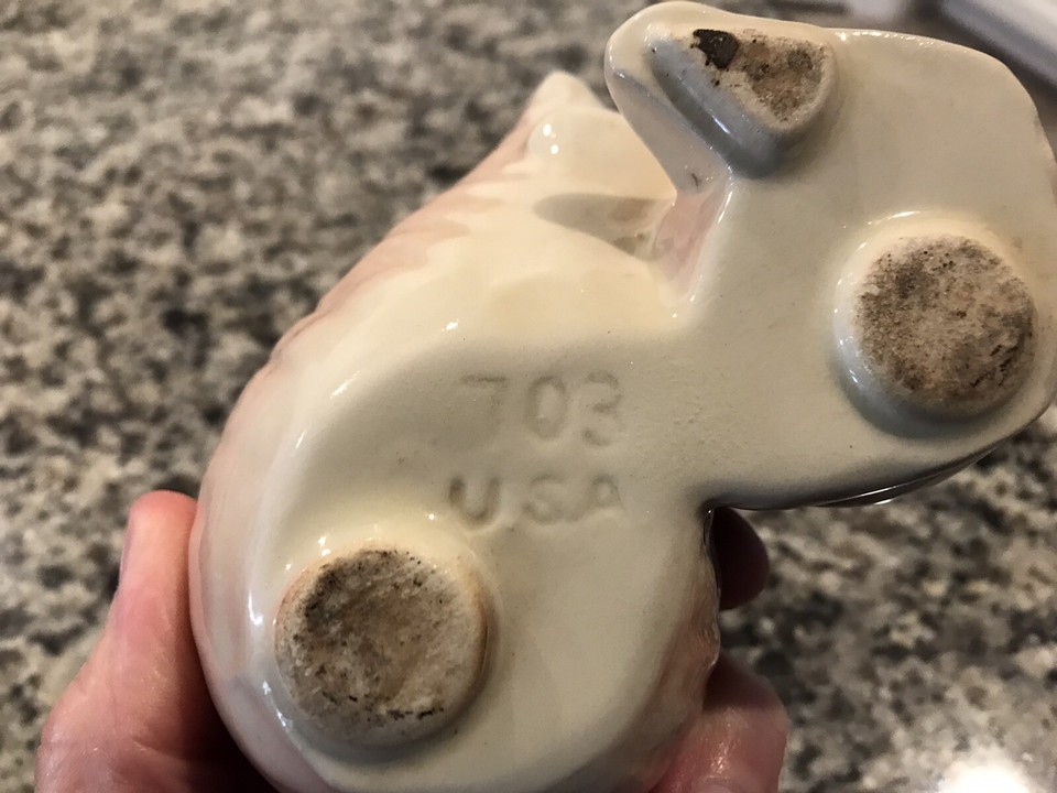 Shawnee Bunny Rabbit Turnip Planter #703 USA Brown Pink Mint | eBay