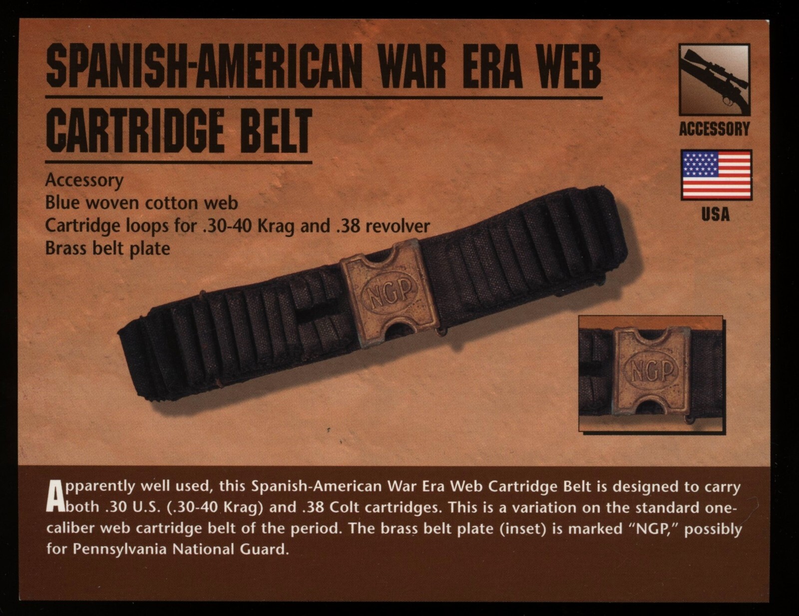 Spanish American War Era Web Cartridge Belt Atlas Classic Firearms Card ...