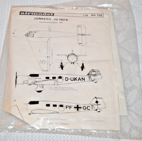 Airmodel, Kit 158, Junkers JU 160 A, 1:72 Scale, Vac Form Model ...