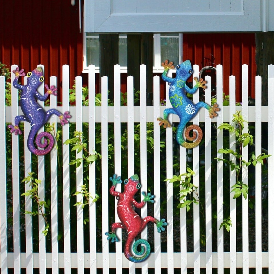 Garden Wall Art Colorful Geckos Fade-Resistant Finish Sturdy ...
