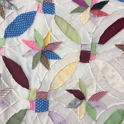 Handmade Double Wedding Ring Baby Quilt Top 47x47" Pieced~ BABY/BED ...