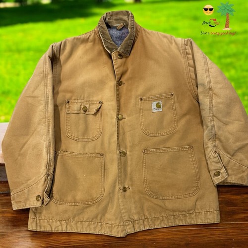 Vintage Carhartt Blanket Lined Distressed Thrashed Chore Coat SZ L See ...