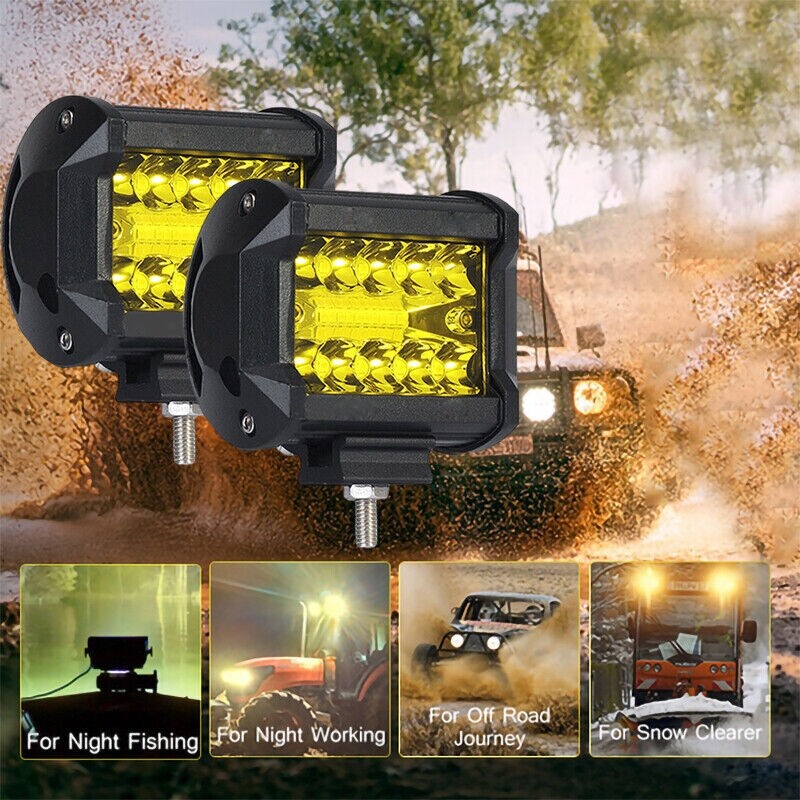 2pc 4inch Yellow LED Work Lights Fog Driving Lamp For Offroad ATV UTV ...