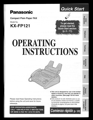 Panasonic Plain Paper FAX KX FP121 Operating Instructions original ...