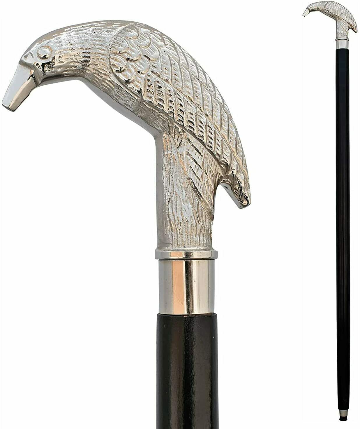 Silver Brass Raven Crow Head Fashion Designer Wooden … - Gem