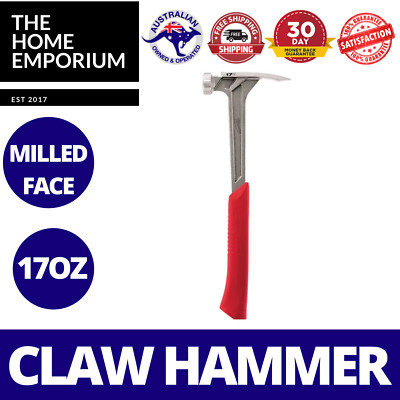 MILWAUKEE 17oz Milled Waffle Face Framing Hammer w/ Magnetic Nail Set ...
