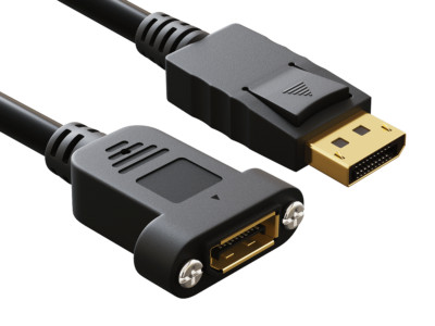 2ft DisplayPort 1.2 Panel Mount Male to Female DisplayPort Adapter ...