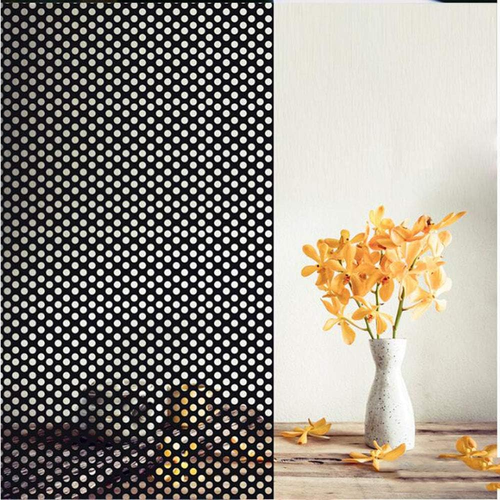 Perforated Mesh Window Film Self Adhesive Black Dotted One Way Film ...
