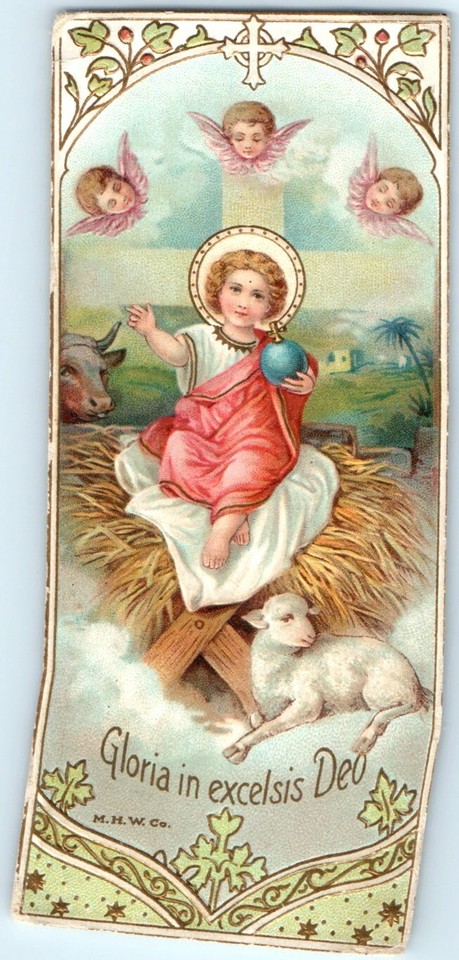 c1900s Gloria in excelsis Deo Christian Bookmark Trade Card Baby Jesus ...