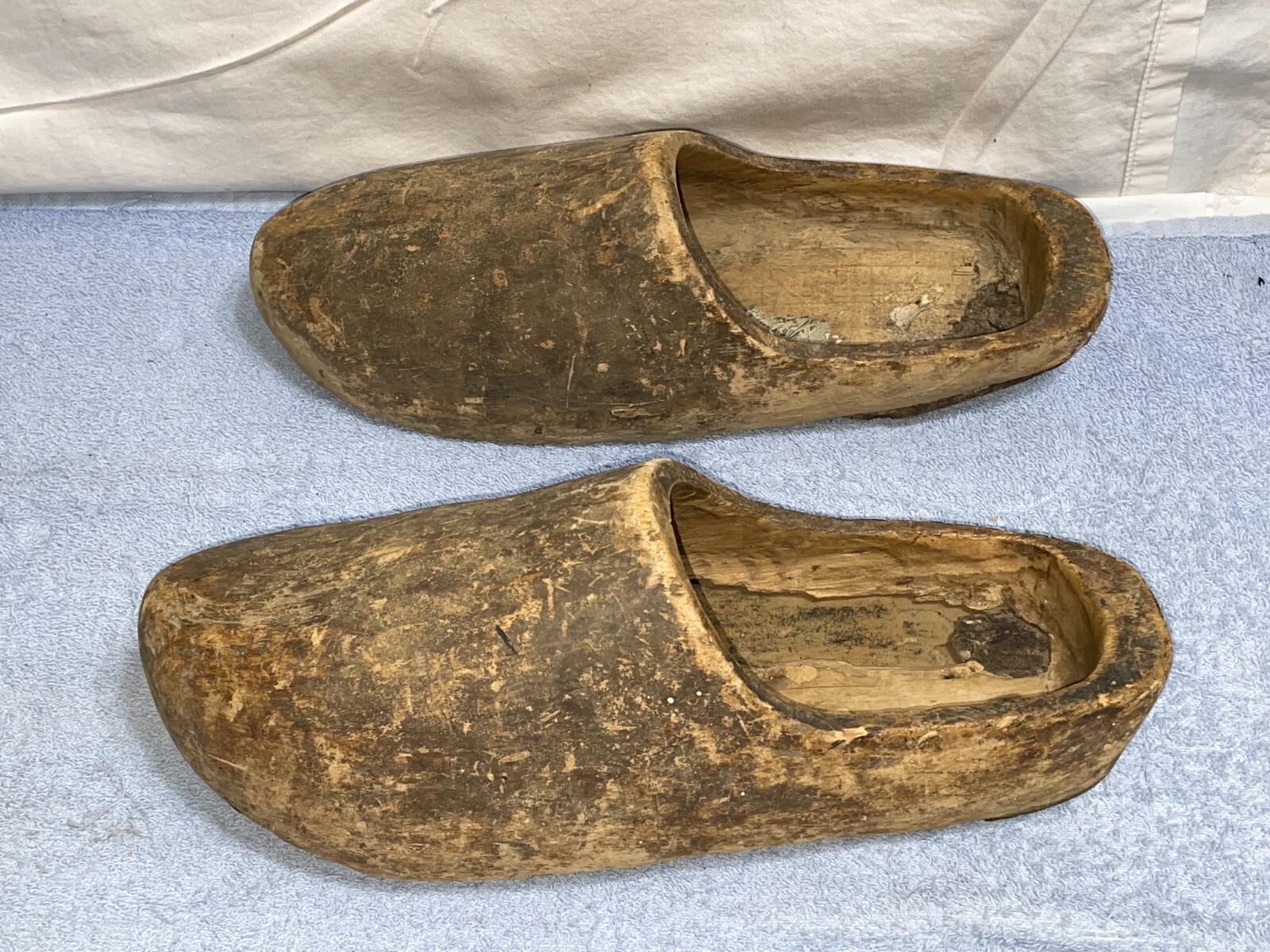 Great Depression era WOODEN SHOES CLOGS Very Worn LEA… - Gem