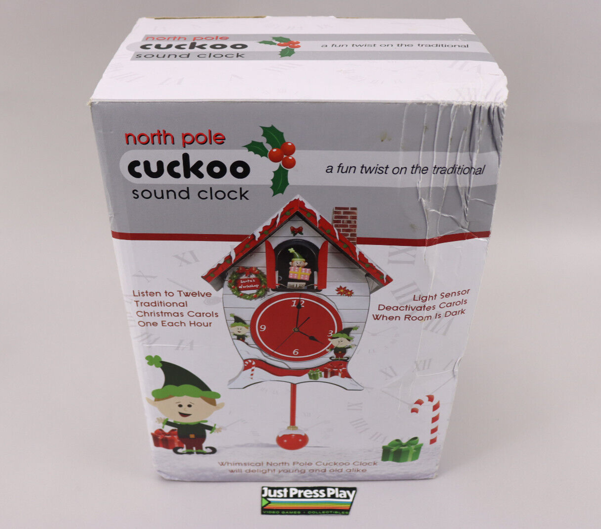 North Pole Cuckoo Sound Clock Santa's Elf 12 Christmas Carols Pendulum ...