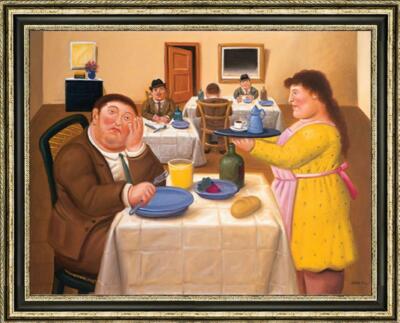 Handmade Oil painting Reproduction of Fernando Botero man dinner on ...