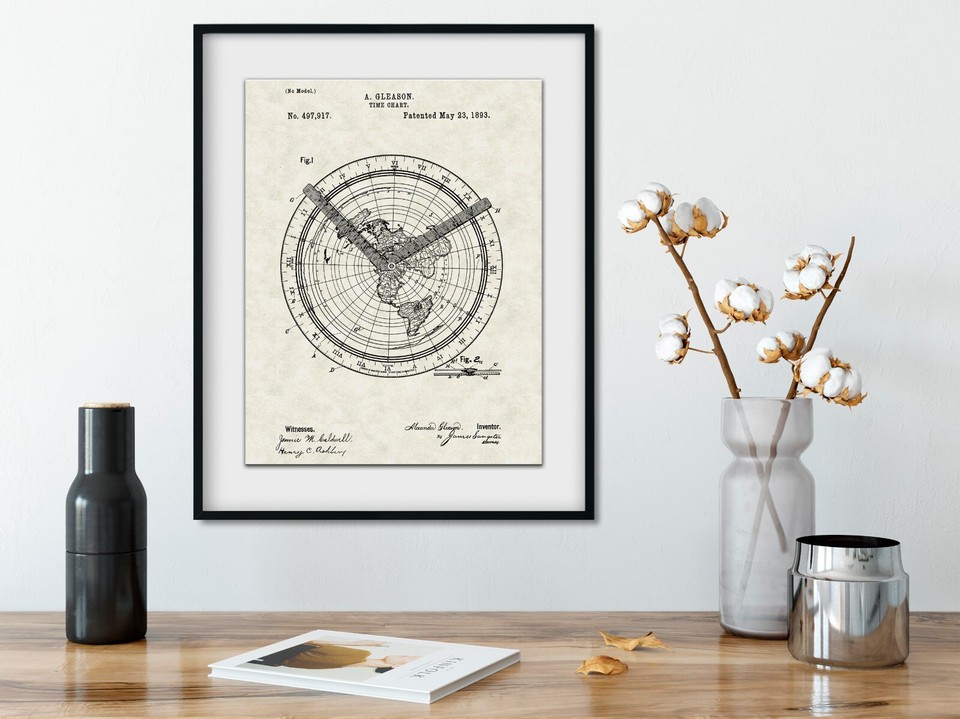 Flat Earth Map + Patent + Verso Key Alexander Gleason 1892 Standard ...