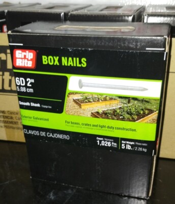 5 Lb Grip Rite Smooth Shank 6D 2" Box Nails Exterior Galvanized 6HGBX5 ...
