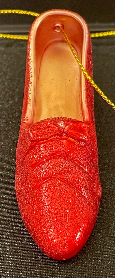 VGUC Ruby Red Slipper/Shoe Ornament, Glitter, Xmas, 1 1/4" T x 2 3/4" L ...