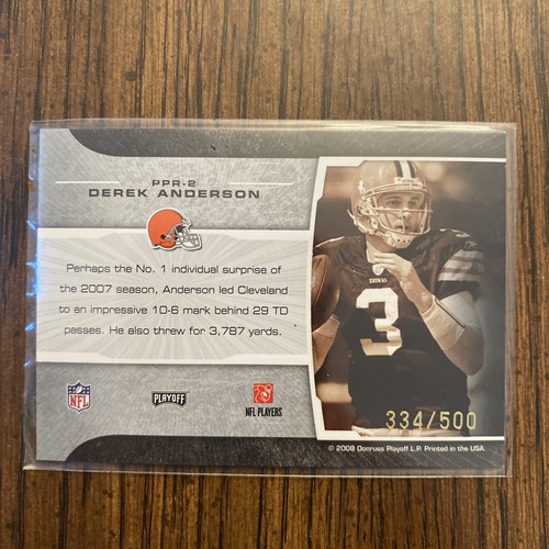 2008 Prestige - Prestigious Pros Derek Anderson #PPR-2 Black /500 | eBay