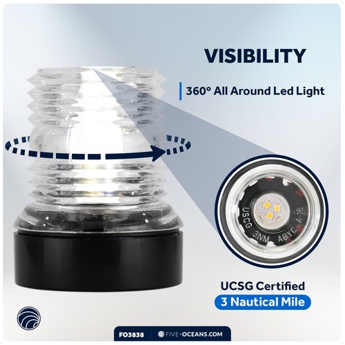 Stern Light, Anchor Light, LED Boat Navigation Lights, 12V DC, USCG 3NM ...