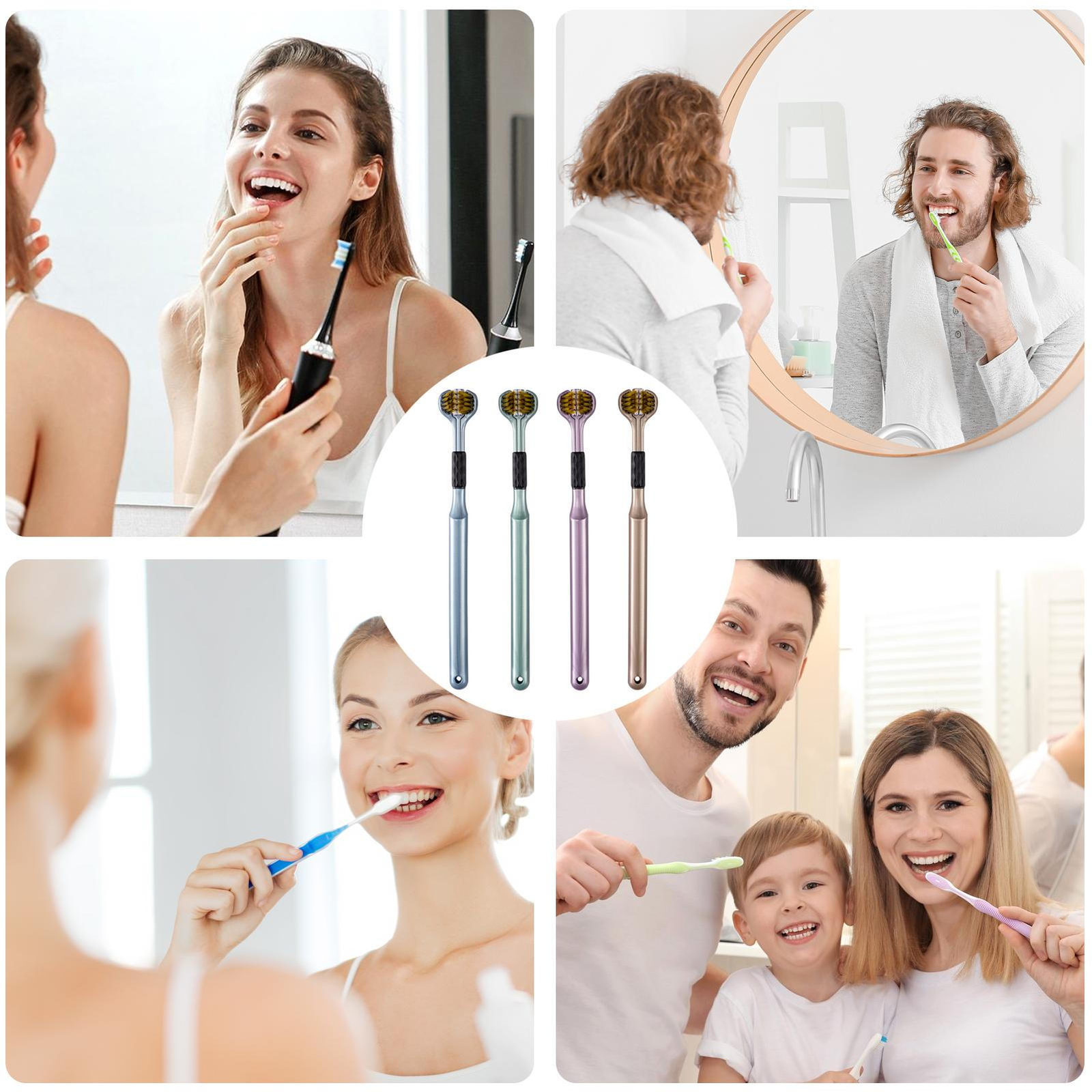 4PCS 3 Sided Autism Sensory Toothbrush Three Bristle Travel Toothbrush ...