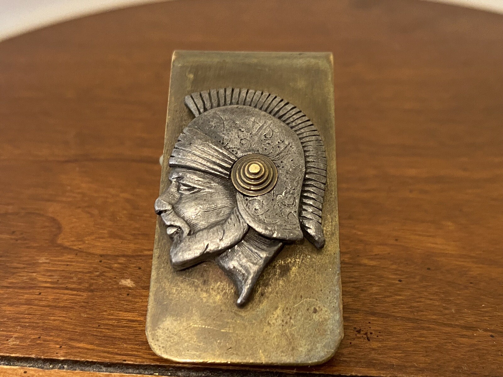 Roman Soldier Artisan Pewter Brass Money Clip - Gem