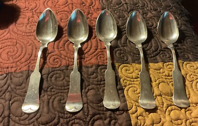 Antique Coin Silver Large Fiddle Back Spoons | eBay