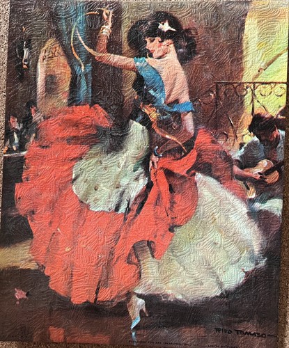 "RICO TOMASO “GYPSY DANCER” VINTAGE TEXTURED BOARD LITHOGRAPH PRINT ...