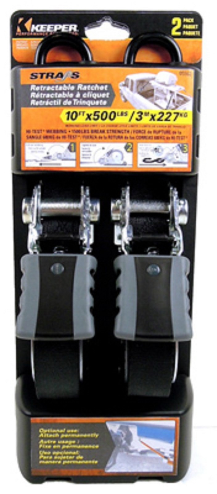10'-500LB 2PK 10' Retractable Ratchet TIE DOWNS KEEPER Model # 05562 | eBay