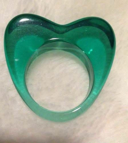 Lucite Heart Translucent Green Ring Size 6.5 | eBay