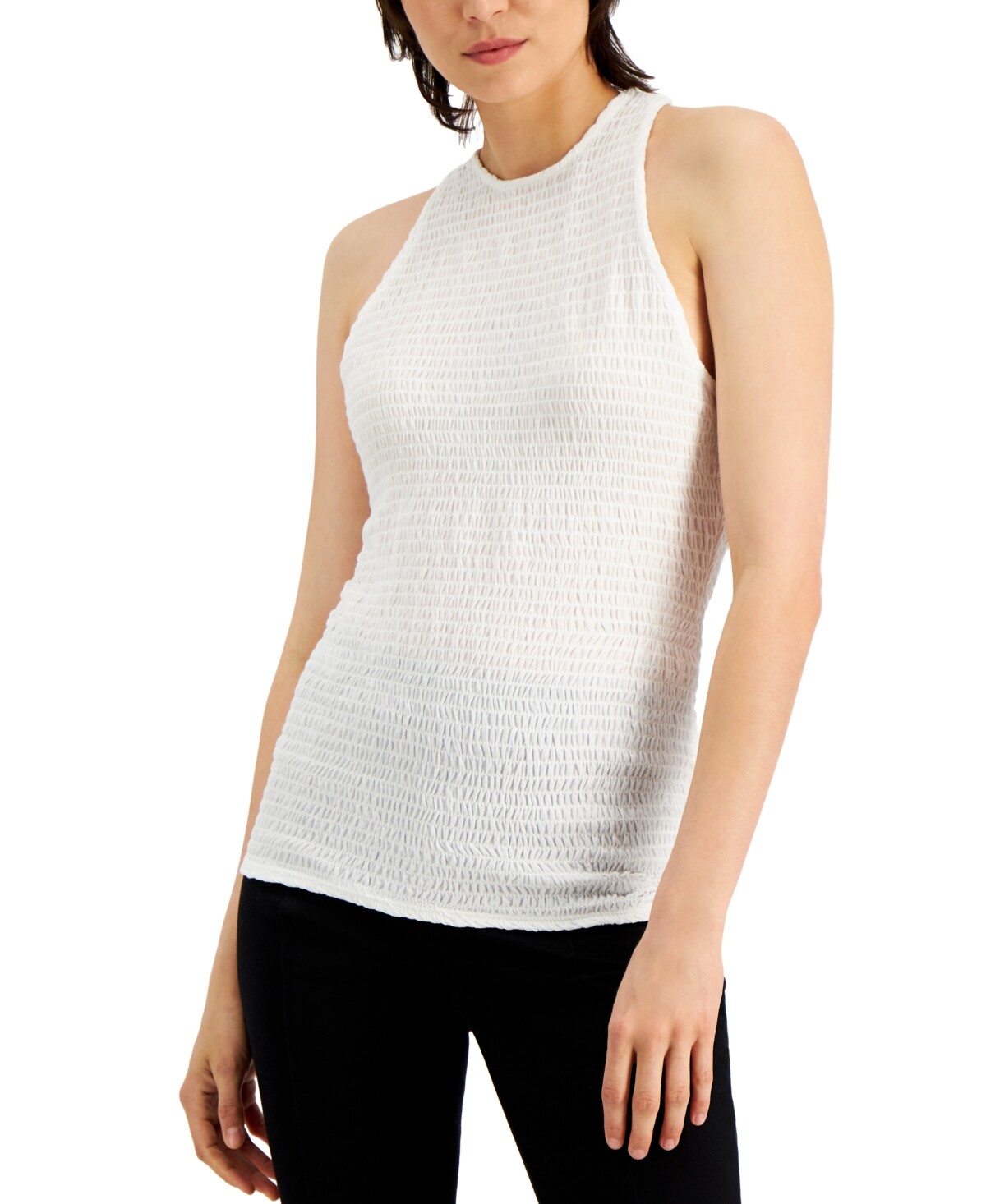 MSRP $50 Inc International Concepts Smocked Halter Top White Size Small ...