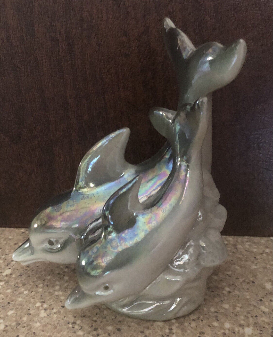 Dolphins On Waves Ocean Theme Details Porcelain/Ceramic/Iridescent Fig ...