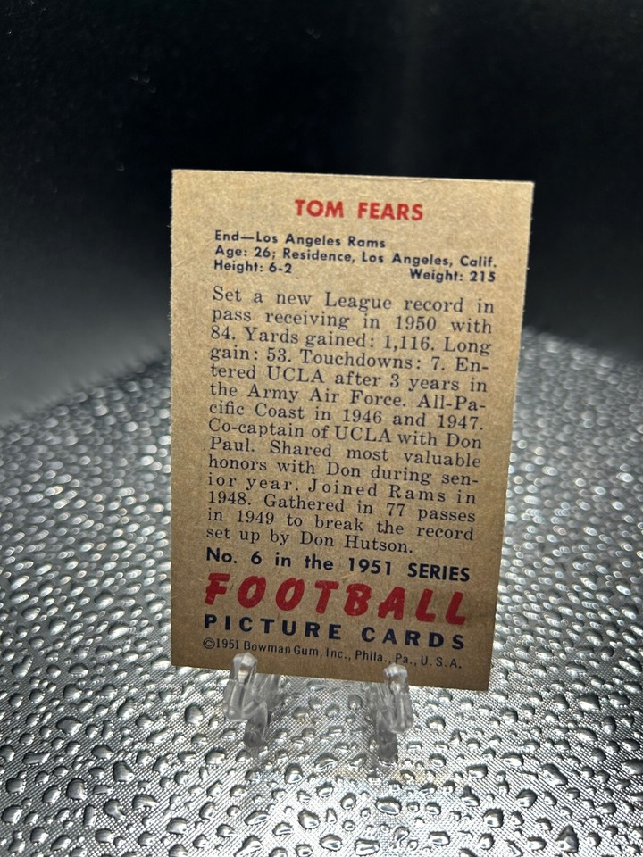 1951 Bowman - #6 Tom Fears NM | eBay