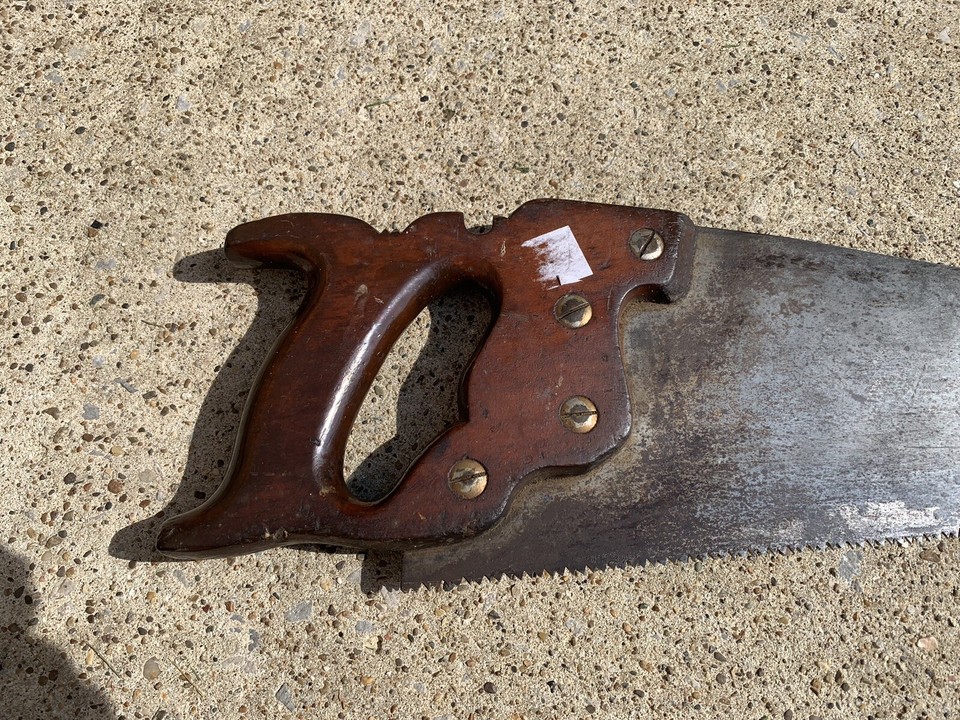 Vintage Atkins Antique Tool Hand Saw 29” Farm Ranch Embellished Carved ...