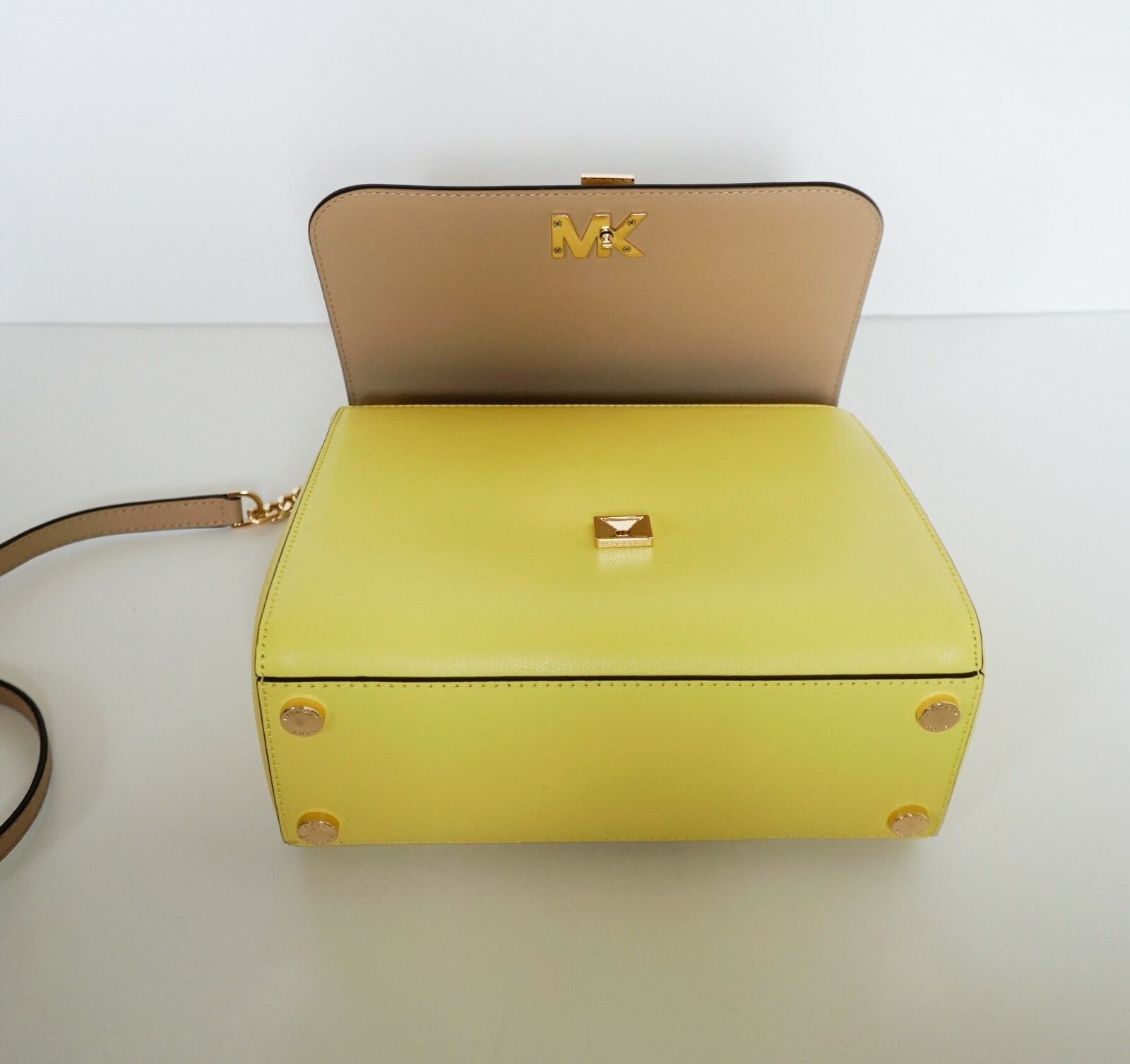 MICHAEL KORS MOTT MEDIUM TOP HANDLE SMOOTH LEATHER SHOULDER BAG YELLOW ...