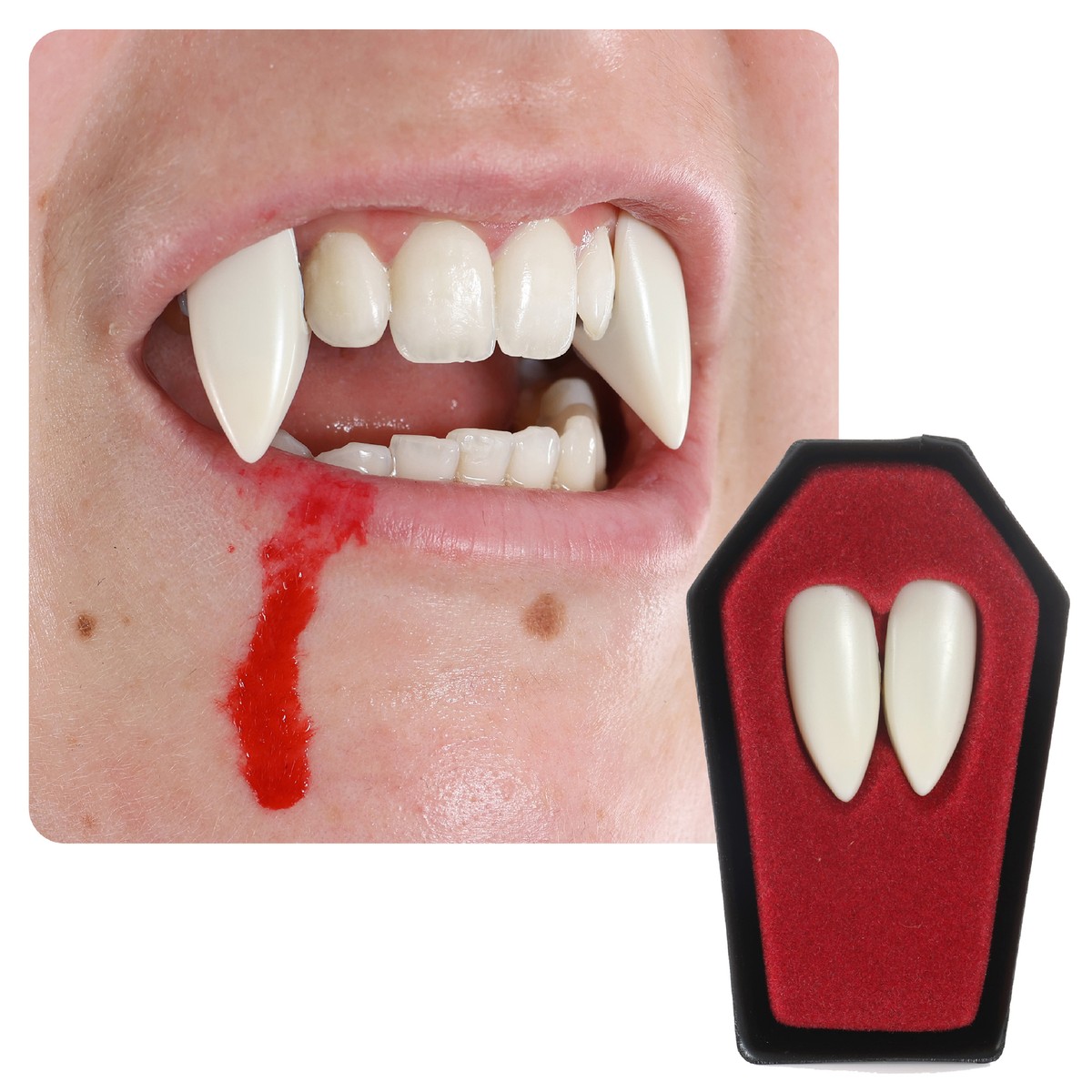 Real Vampire Fang Implants 2pcs 13/15/17/19mm Halloween Fake Vampire