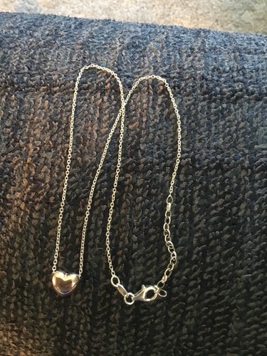 Sterling Silver 17” Chain Necklace With A Heart Pendant | eBay