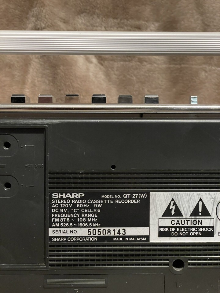 Sharp QT27(W) Vintage Retro Boom Box Stereo Cassette Radio - Partially ...