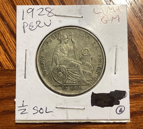 Peru 1928 LIMA GM 1/2 Sol Sliver Coin (XF) | eBay
