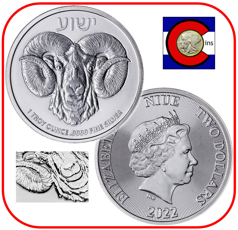 2022 Niue Truth Series - Ram of Calvary - 1 oz 0.9999 Silver $2 Coin in ...