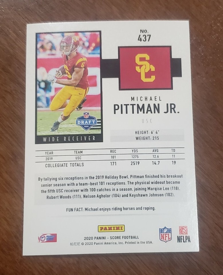 Michael Pittman Jr 2020 Panini Score Rookie Card RC #437 USC Trojans | eBay